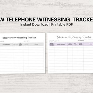 JW Telephone Witnessing Tracker | Jehovah's Witness Field Service ...