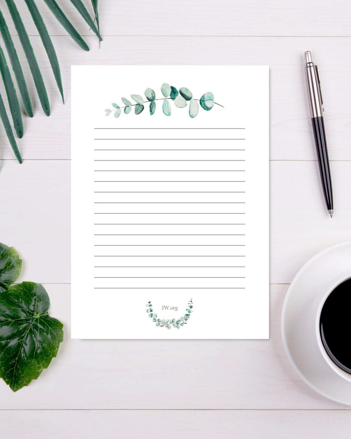 JW Watercolor Leaves Letter Writing Paper Printable - Etsy
