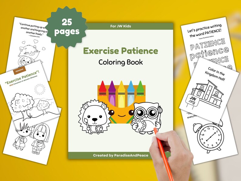 JW Kids & Toddlers Exercise Patience Coloring Book 2023 - Etsy