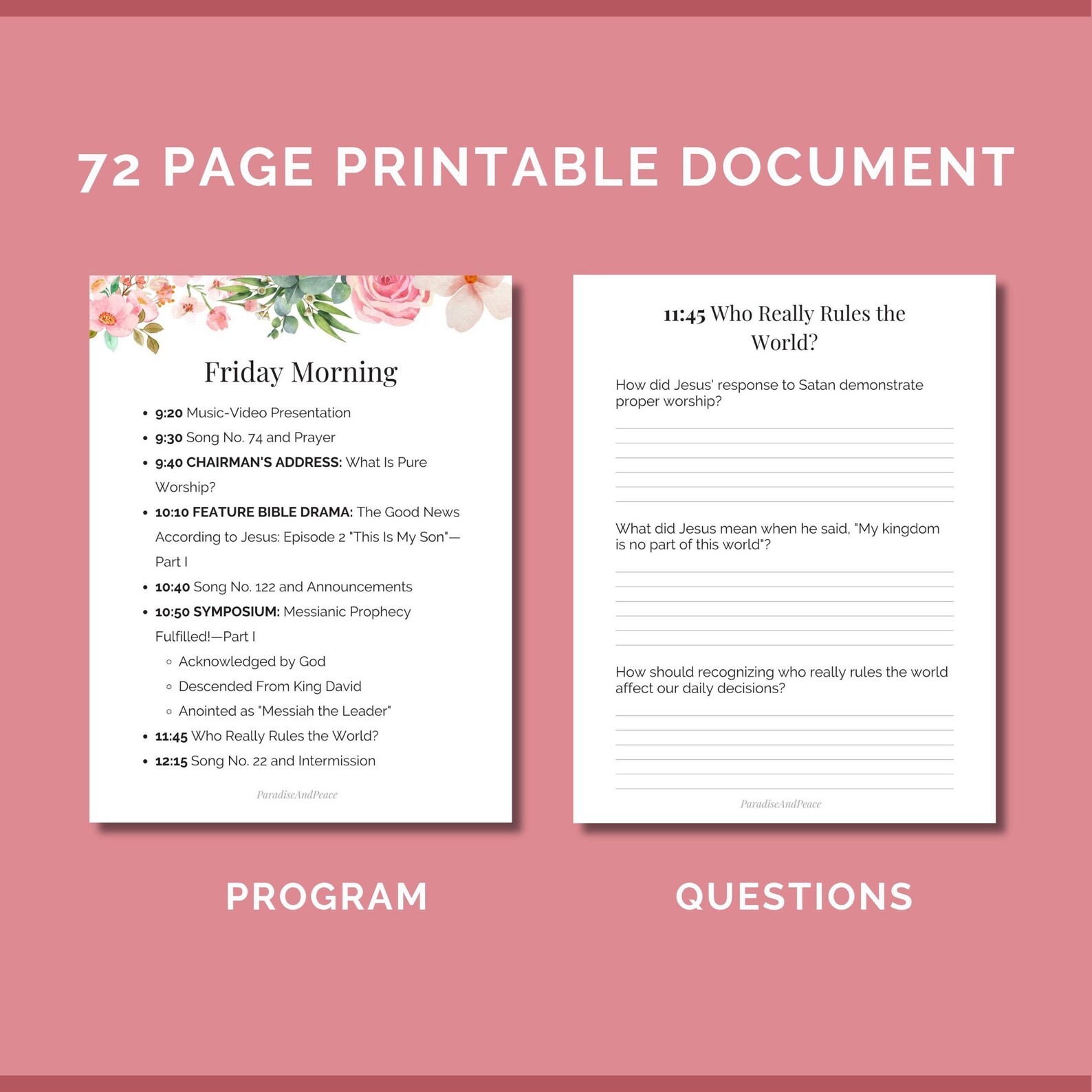 JW Pure Worship 2025 Convention Workbook | 50+ Questions 74-page ...