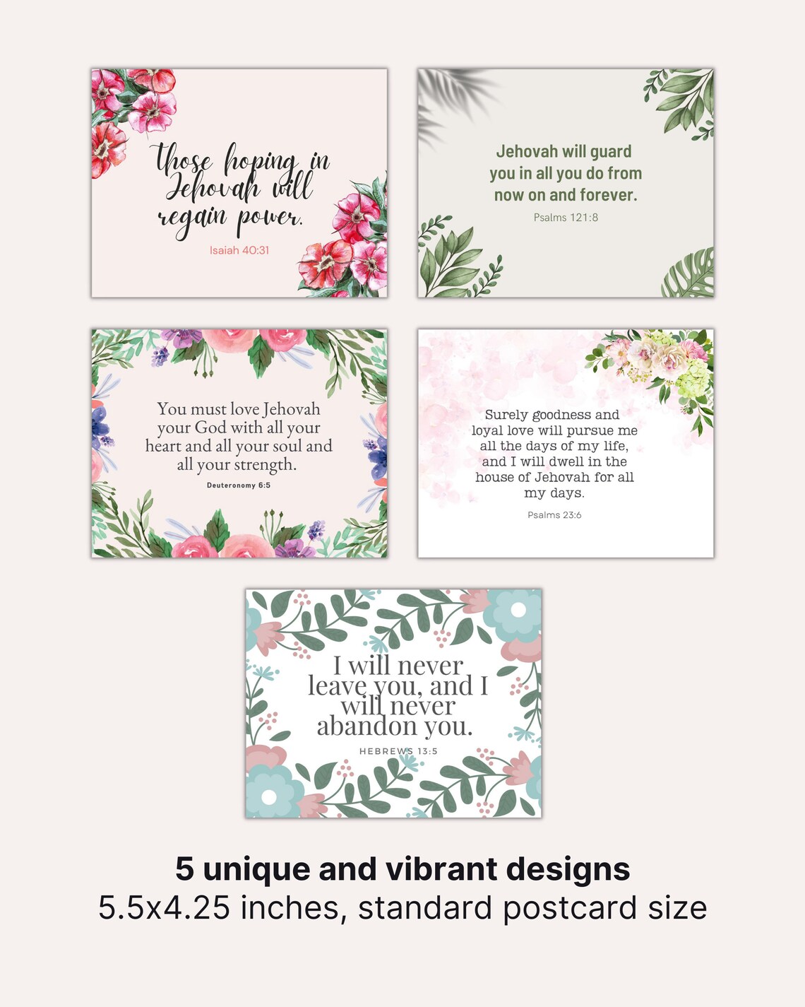 Jehovah's Witness Scripture Postcard Pack of 5 | Digital Printable ...