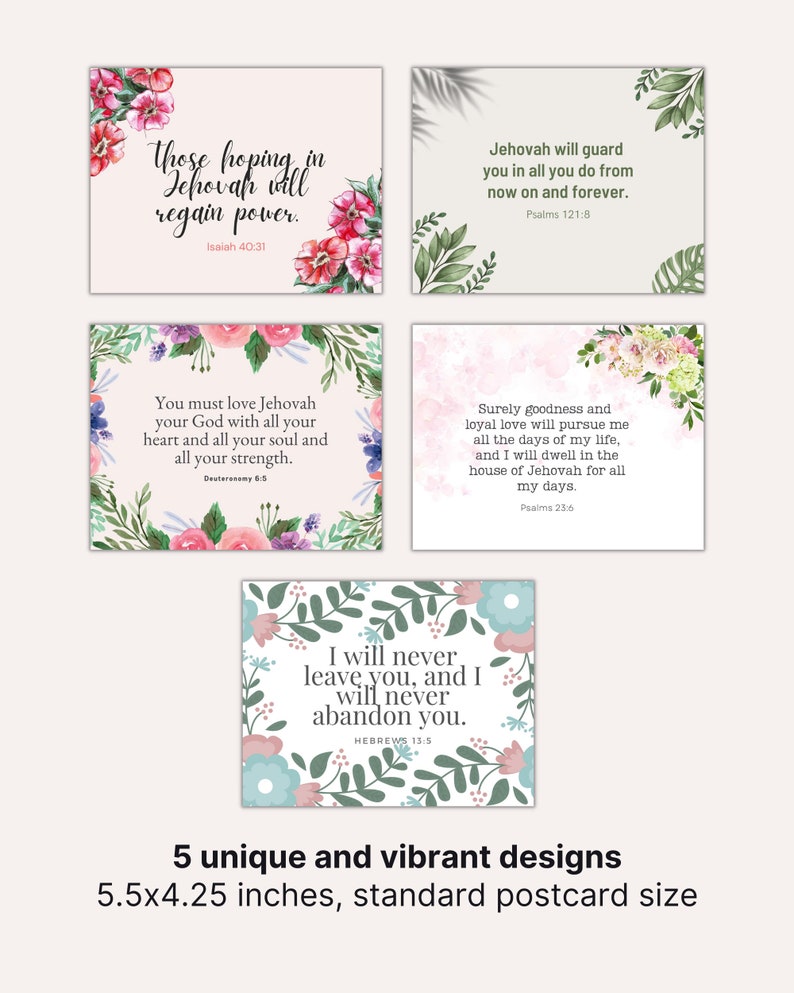 Jehovah's Witness Scripture Postcard Pack of 5 | Digital Printable ...