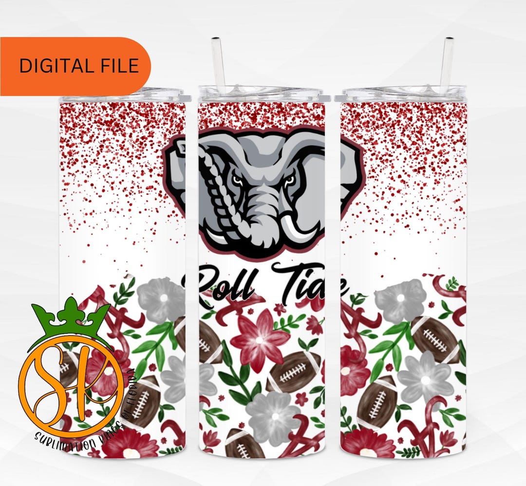College Football- Alabama Floral Glitter | Roll Tide- Crimson Tide| 20 ...