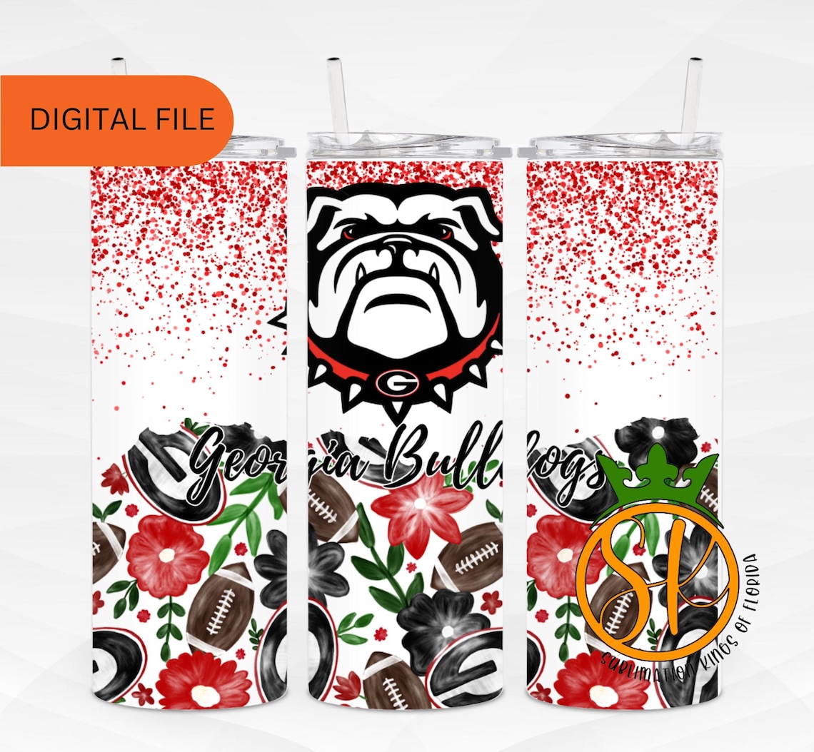 College Football- Bulldogs Floral Glitter | Red and Black | Georgia ...