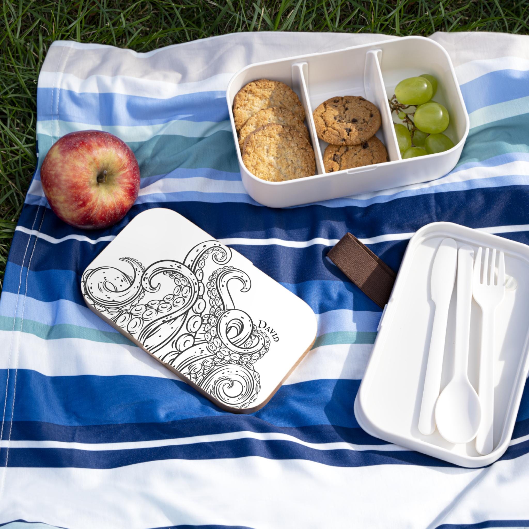 Personalized Bento Lunch Box, Custom Japanese Snack Box With Wooden Lid ...