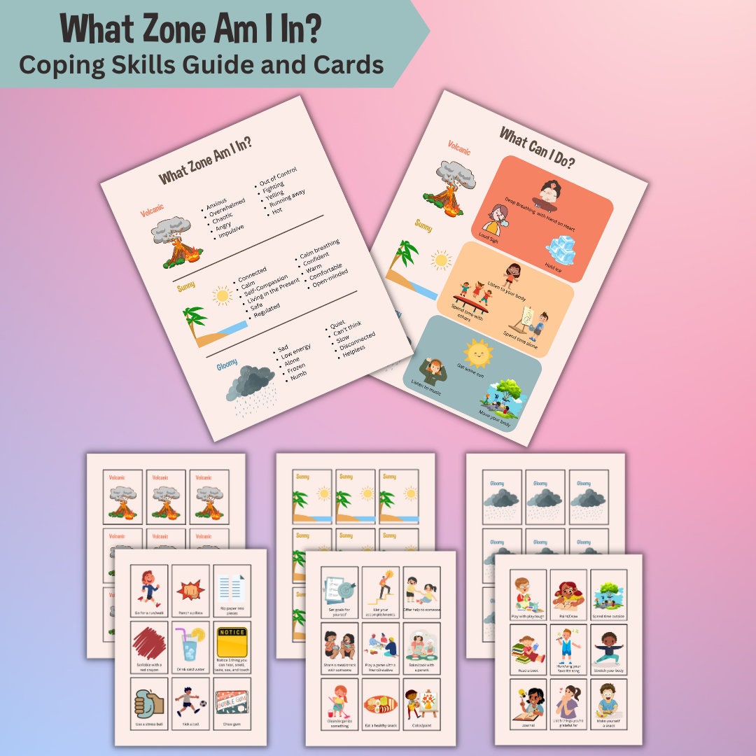 What Zone Am I In?- Coping Skills Guide and Coping Skills Cards - Etsy