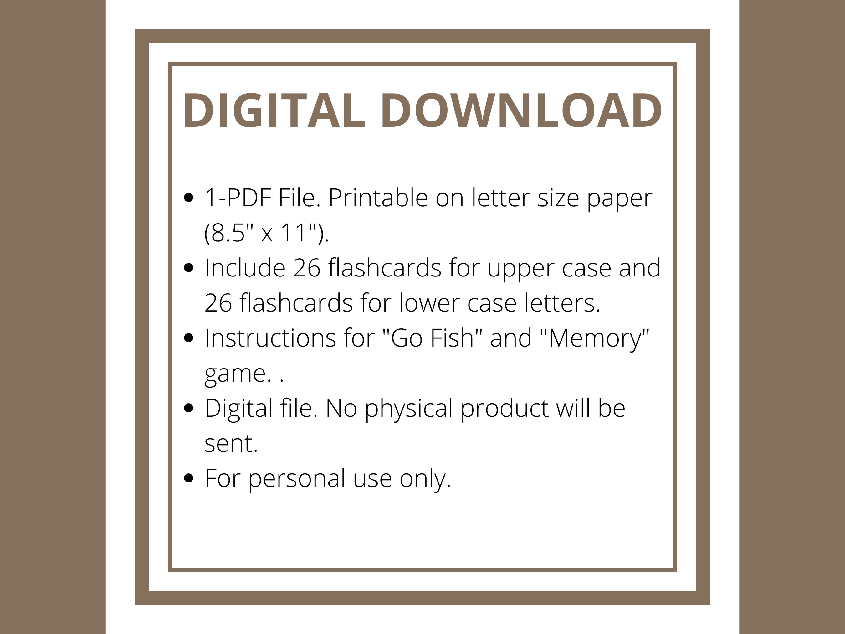 Alphabet Flash Cards Printable ABC Flash Cards Go Fish Card Game Memory ...