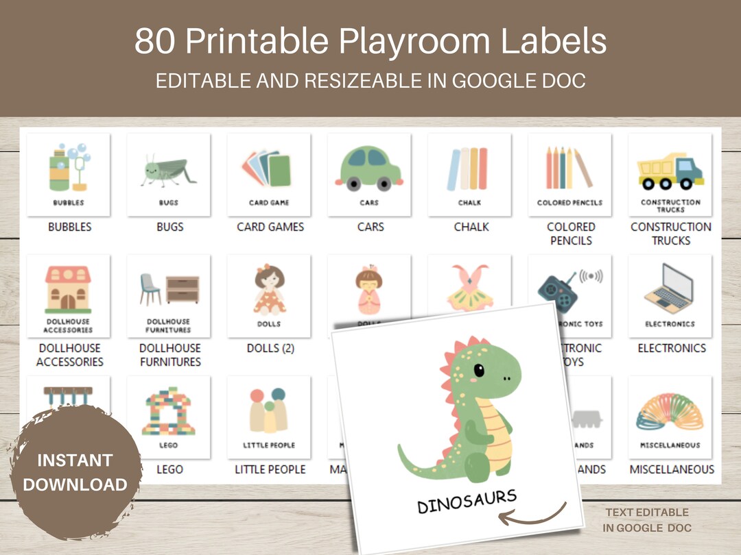 Toy Storage Labels. 80 Playroom Organization Labels. Instant Download ...