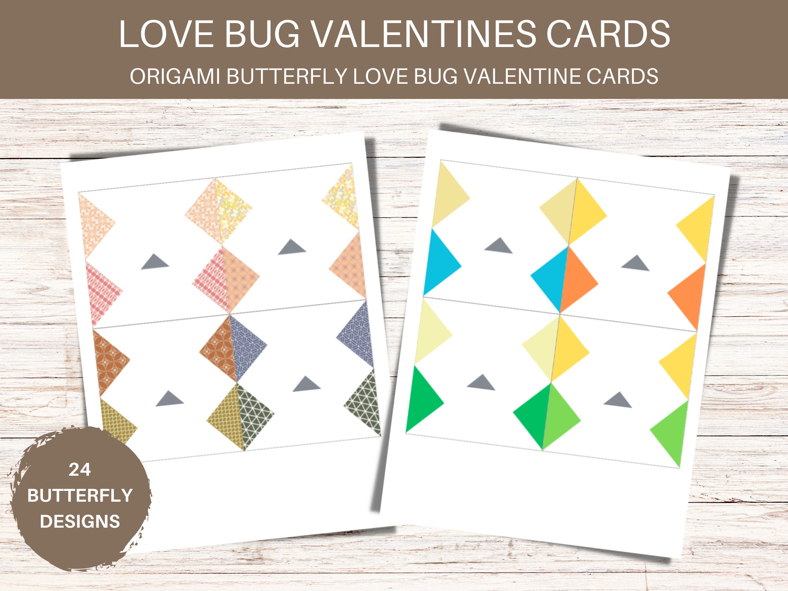 Love Bug Valentine Cards for Kids Classroom. Origami Butterfly. Instant ...