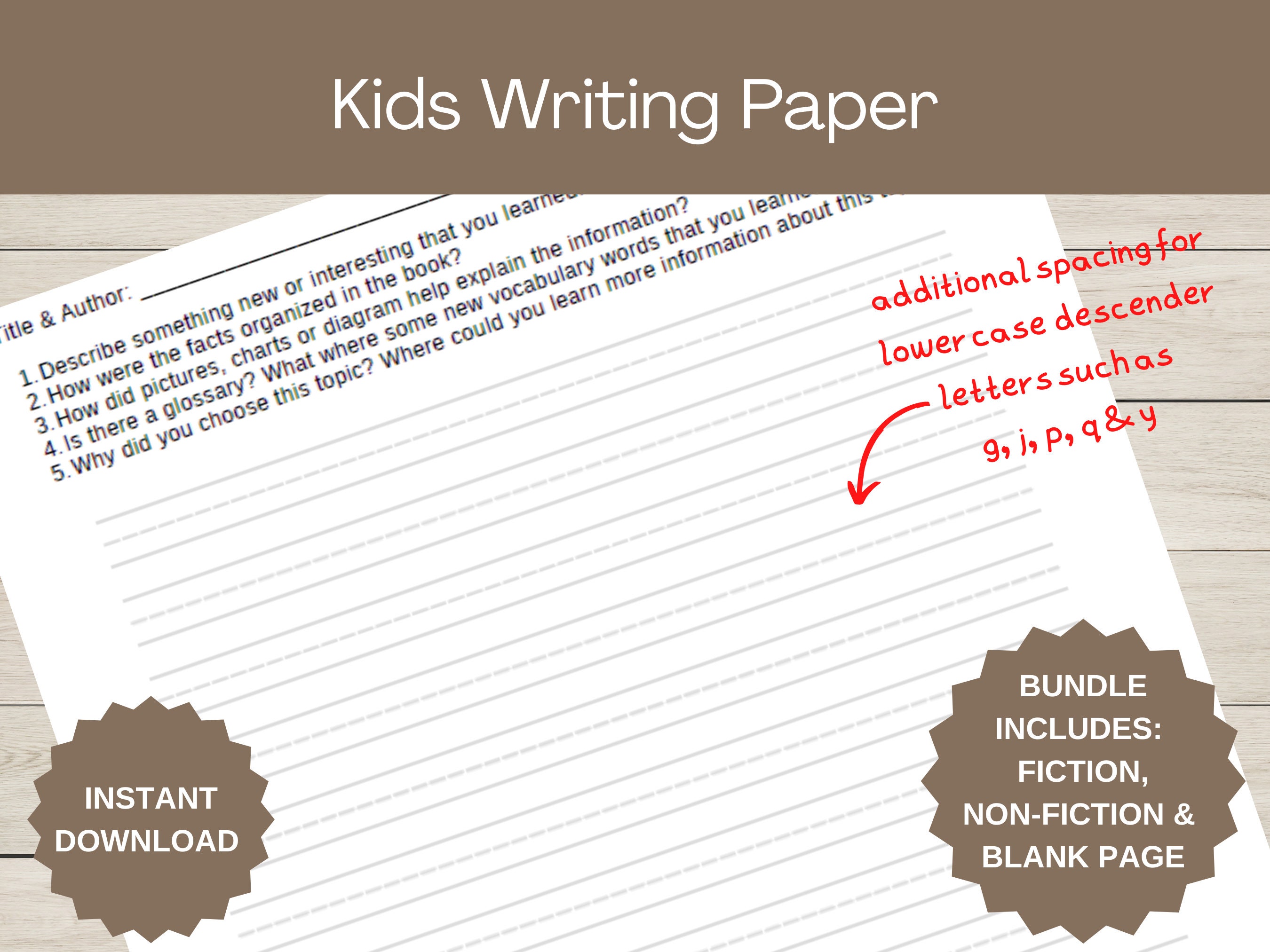 Lined Paper With Letters For Kids