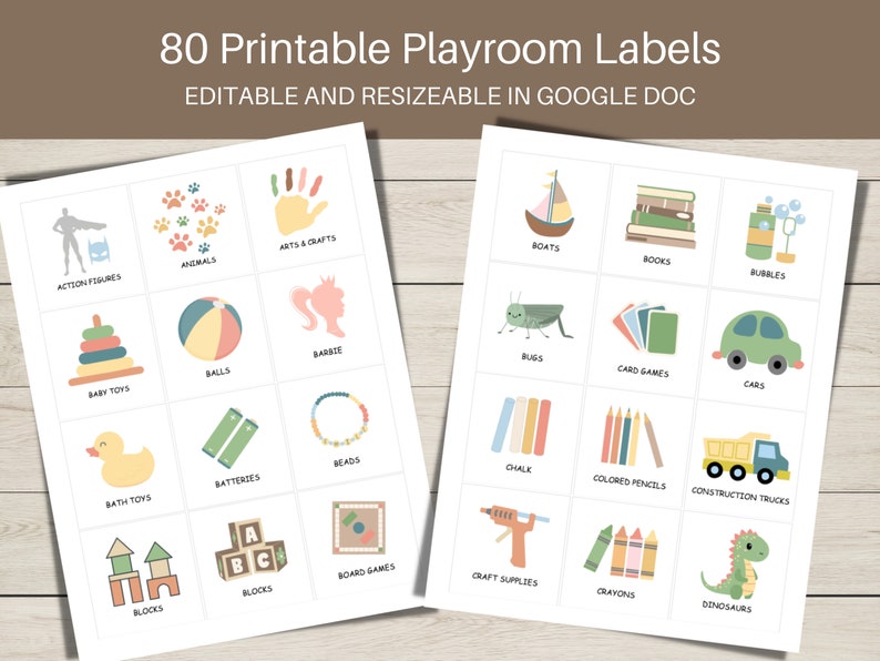 Toy Storage Labels. 80 Playroom Organization Labels. Instant Download ...