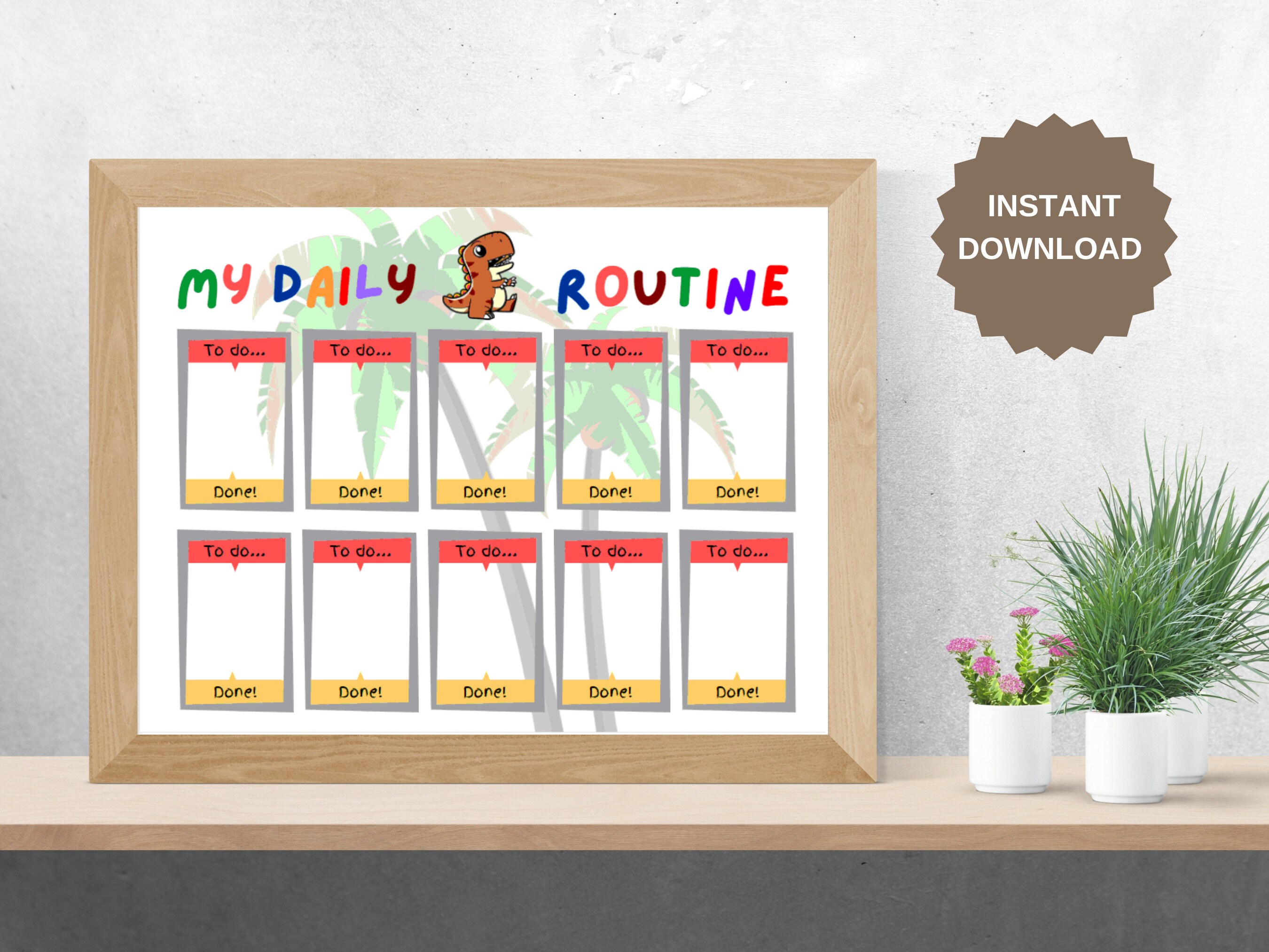 Afdrukbare Dinosaur Kids dagelijkse routinegrafiek, dagelijkse planner ...