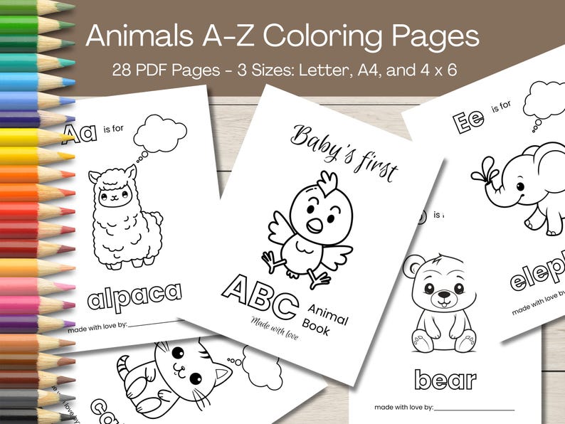 Baby Shower Activity Animal ABC Book Printable Baby's First Book, DIY ...