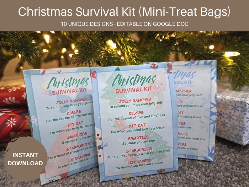 Customized DIY Christmas Survival Kit Gift Bags or Treat Bags. Download ...