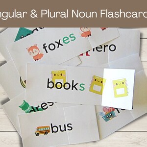 Plural & Singular Noun Flashcards Printable | Grammar Cards for Kids ...