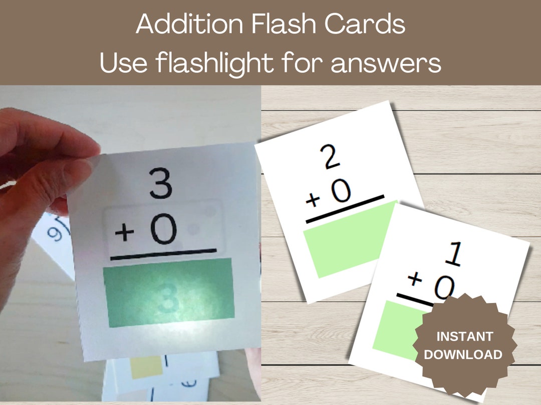Addition Printable Flash Cards for Early Elementary Math Education ...