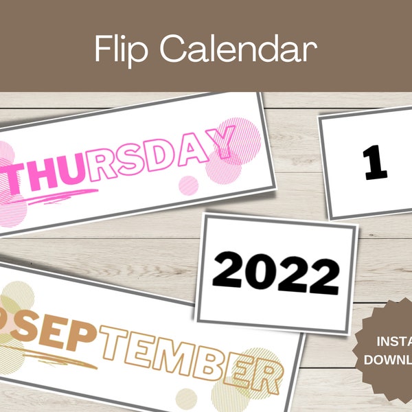 Days of the Week Flip Calendar - Etsy