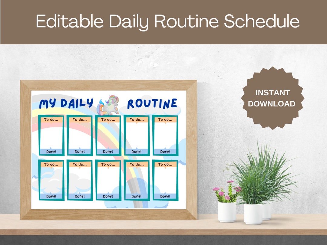 Editable Unicorn Daily Planner for Kids Printable. Visual & Daily ...