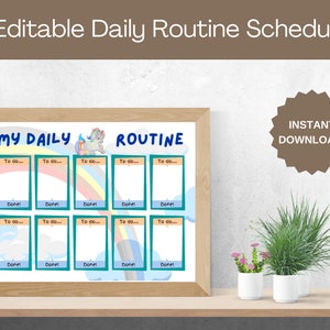 Editable Unicorn Daily Planner for Kids Printable. Visual & Daily ...