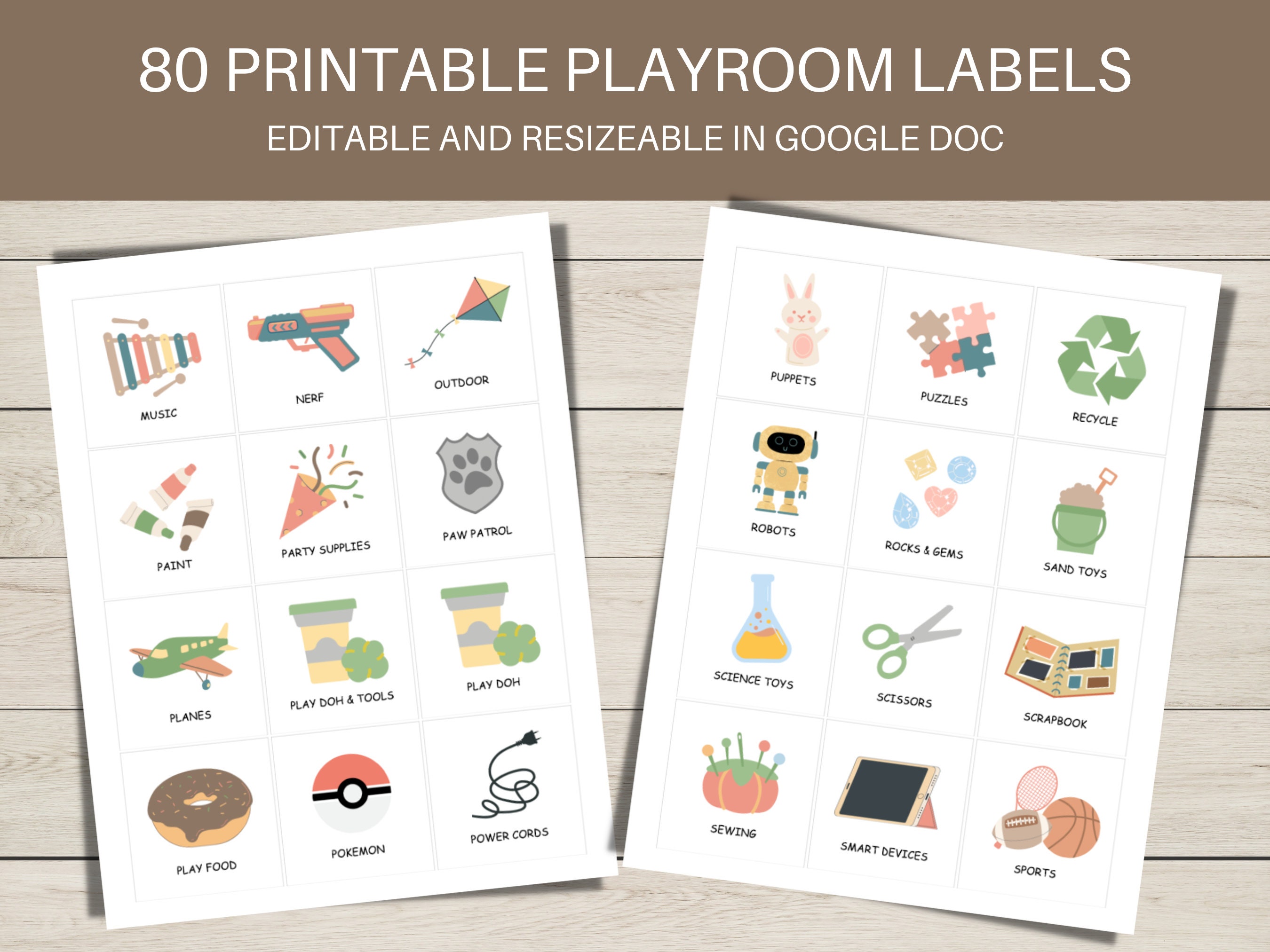 Toy Storage Labels. 80 Playroom Organization Labels. Instant Download ...