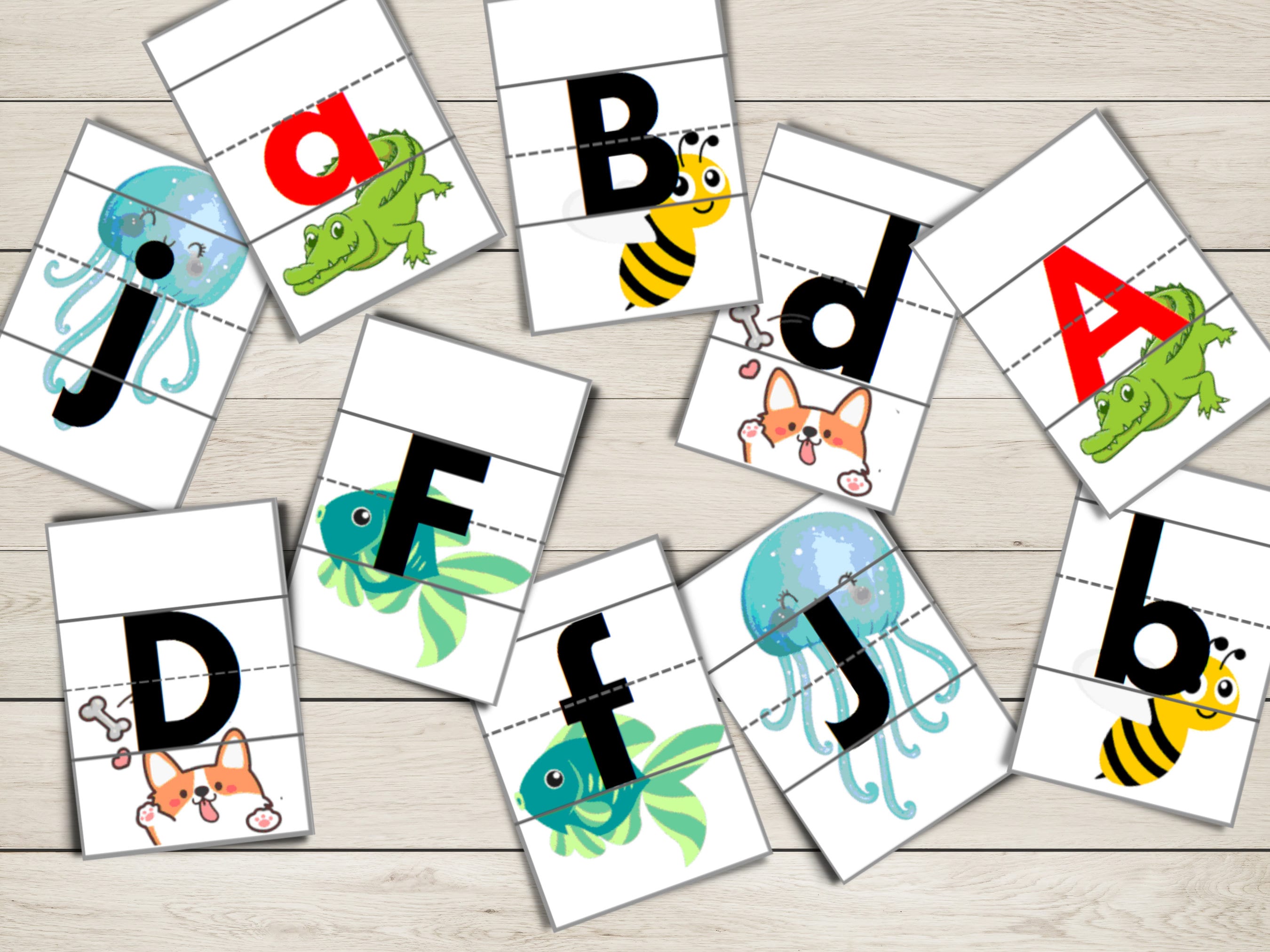 Alphabet Flash Cards Printable ABC Flash Cards Go Fish Card Game Memory ...