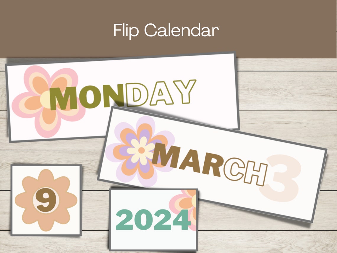 Printable Flip Calendar Printable Hanging Calendar Printable Reusable ...