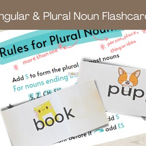 Plural & Singular Noun Flashcards Printable | Grammar Cards for Kids ...