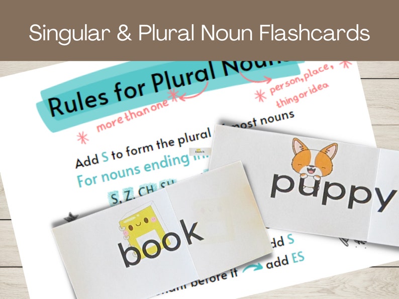 Plural & Singular Noun Flashcards Printable | Grammar Cards for Kids ...