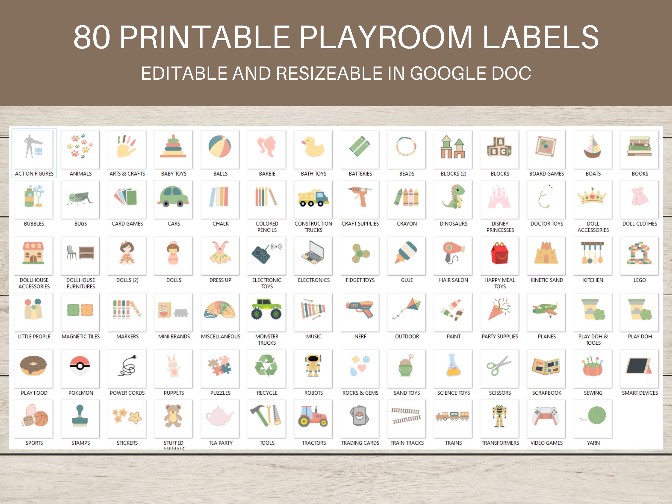 Toy Storage Labels. 80 Playroom Organization Labels. Instant Download ...