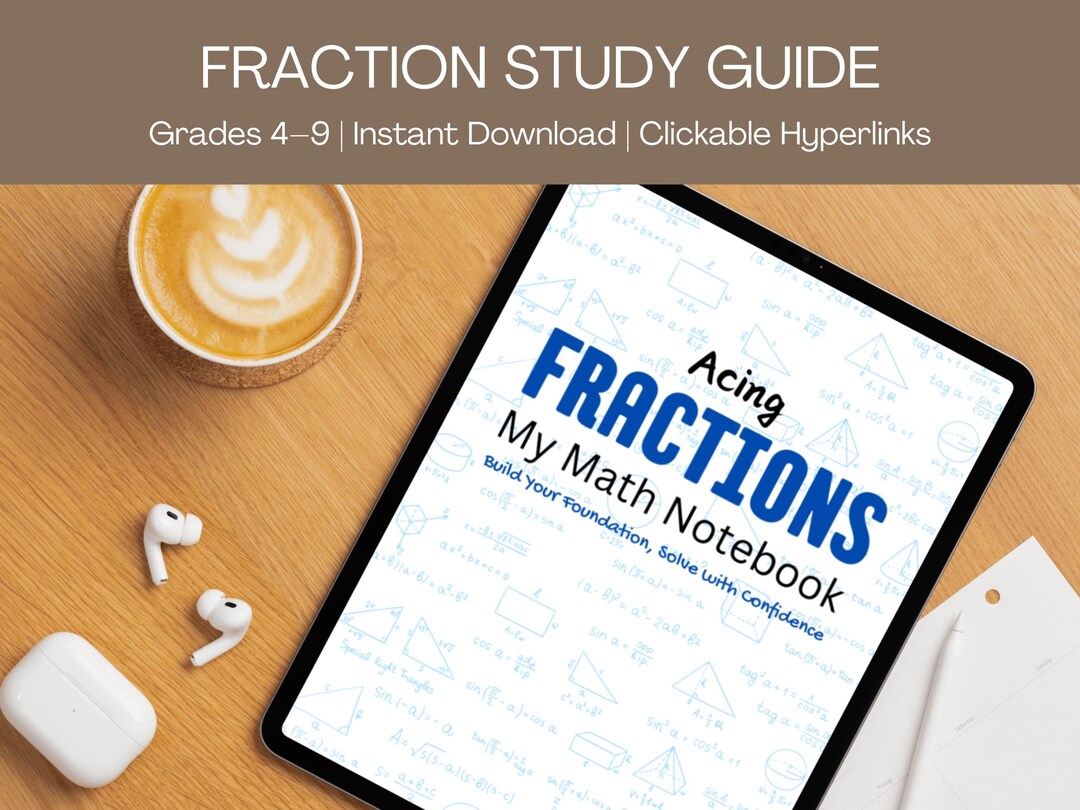 Digital Fraction Study Guide - Math Notes for Grades 4–9 - Printable ...