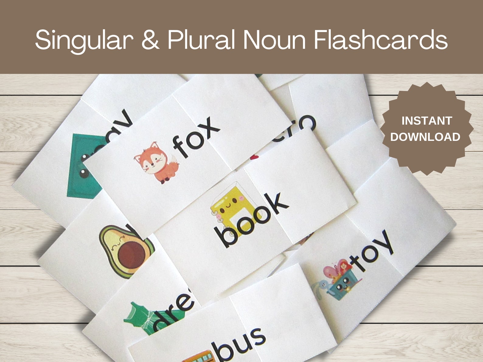 Plural & Singular Noun Flashcards Printable | Grammar Cards for Kids ...