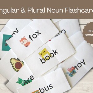 Plural & Singular Noun Flashcards Printable | Grammar Cards for Kids ...