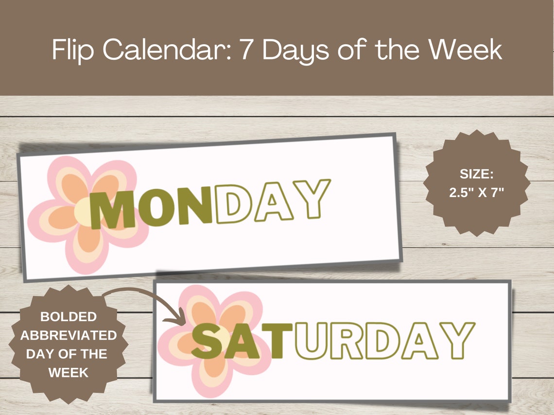 Printable Flip Calendar Printable Hanging Calendar Printable Reusable ...