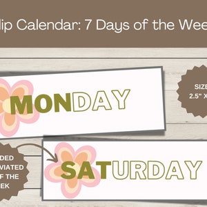 Printable Flip Calendar Printable Hanging Calendar Printable Reusable ...