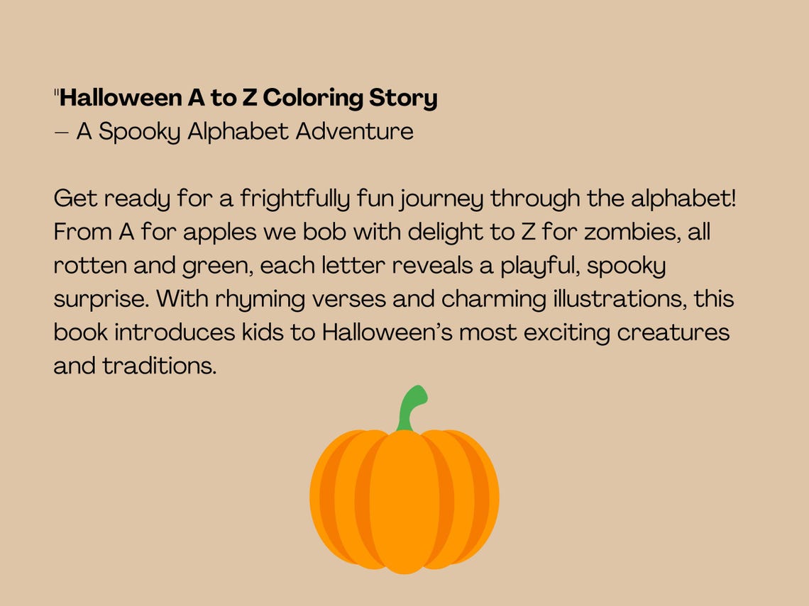 Printable Halloween Story for Kids - ABC Book - Digital Story Coloring ...