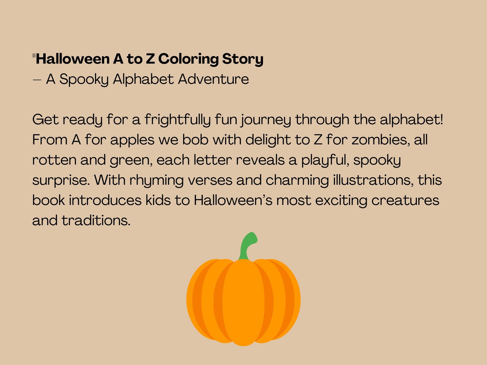 Printable Halloween Story for Kids - ABC Book - Digital Story Coloring ...