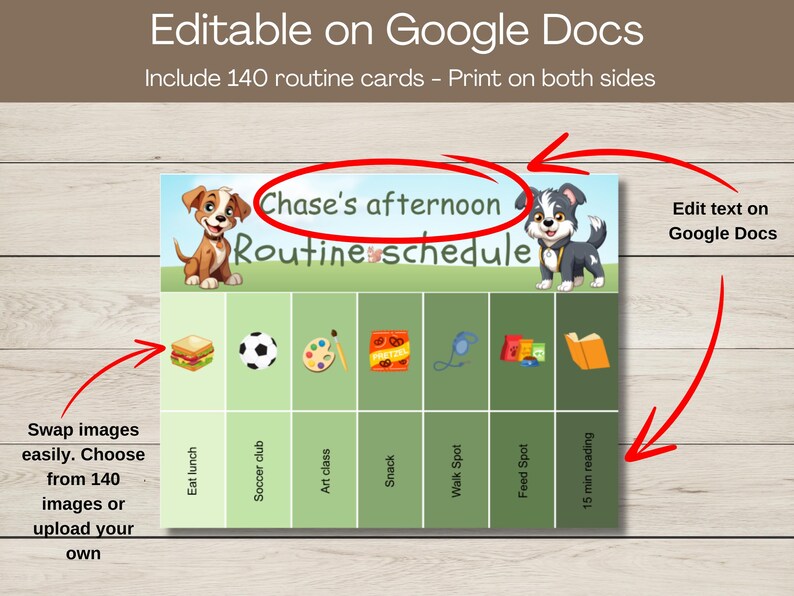 Editable Kids Daily Routine Chart: Visual Schedule, 140 Cards (PDF ...