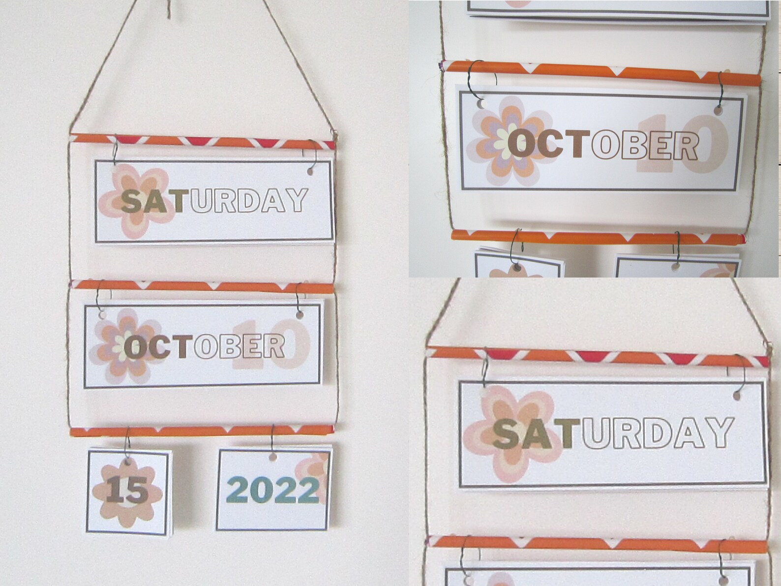 Printable Flip Calendar Printable Hanging Calendar Printable Reusable ...