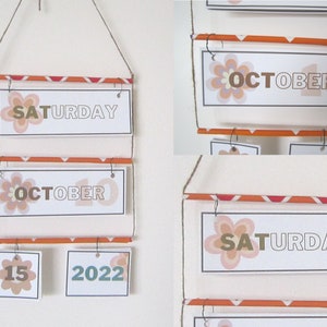 Printable Flip Calendar Printable Hanging Calendar Printable Reusable ...