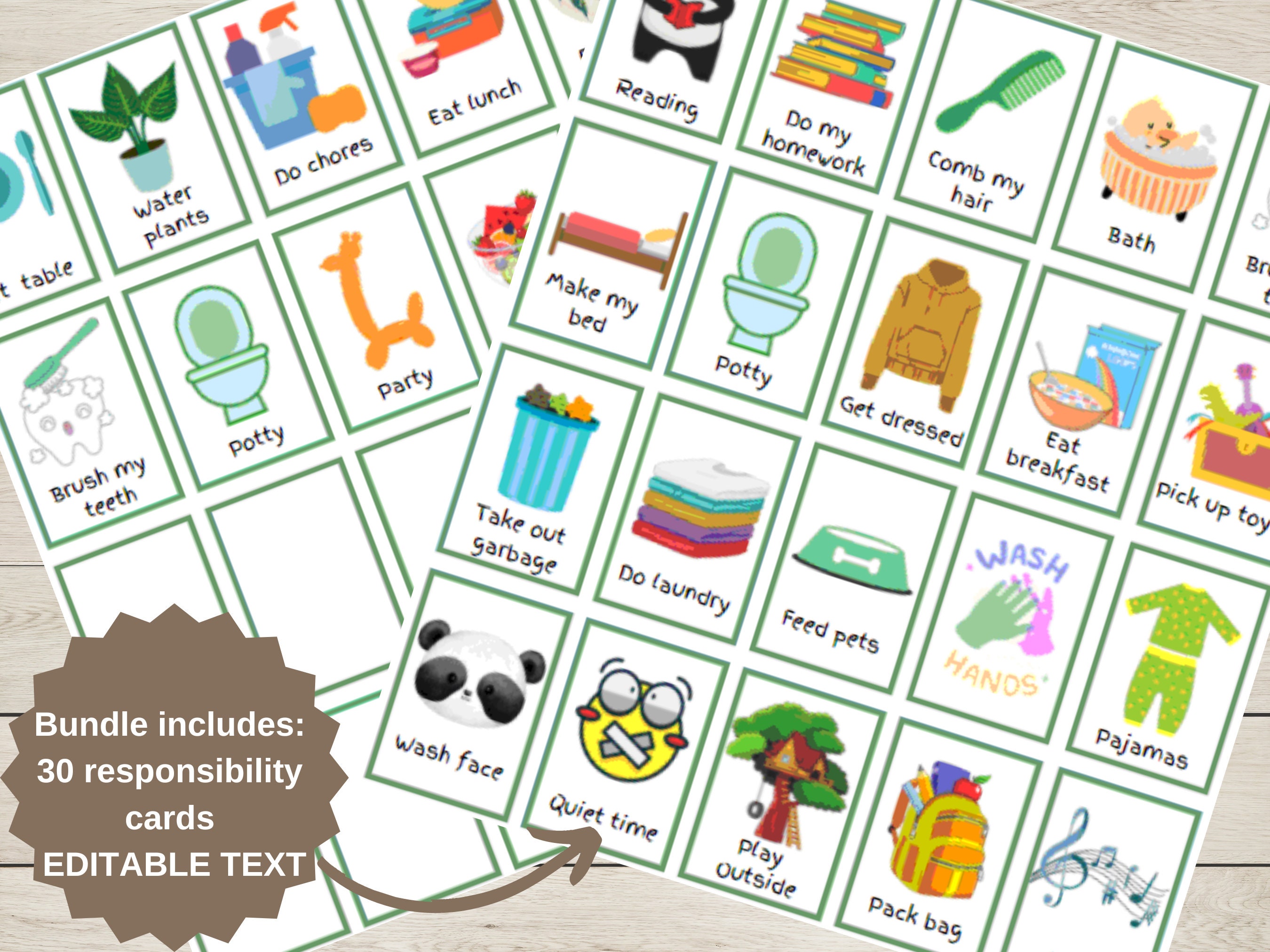 Editable Panda Daily Routine Schedule, Visual Schedule, Toddler ...