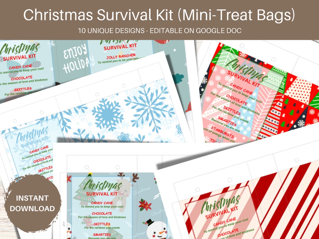 Customized DIY Christmas Survival Kit Gift Bags / Treat Bags. - Etsy