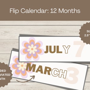 Printable Flip Calendar Printable Hanging Calendar Printable Reusable ...