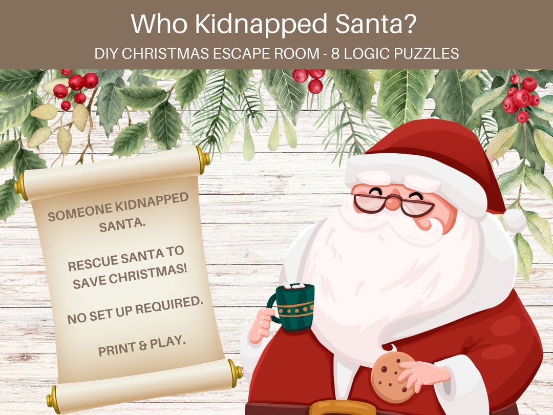 DIY Printable Christmas Escape Room Game. Who Kidnapped Santa Escape ...