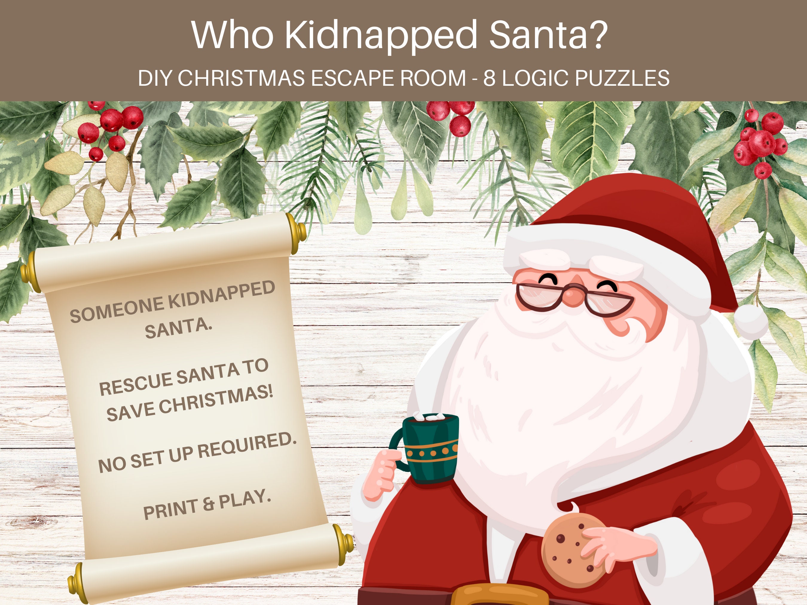 DIY Printable Christmas Escape Room Game. Who Kidnapped Santa Escape ...