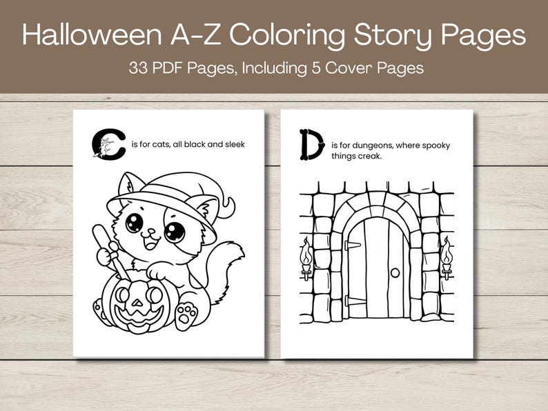 Printable Halloween Story for Kids - ABC Book - Digital Story Coloring ...