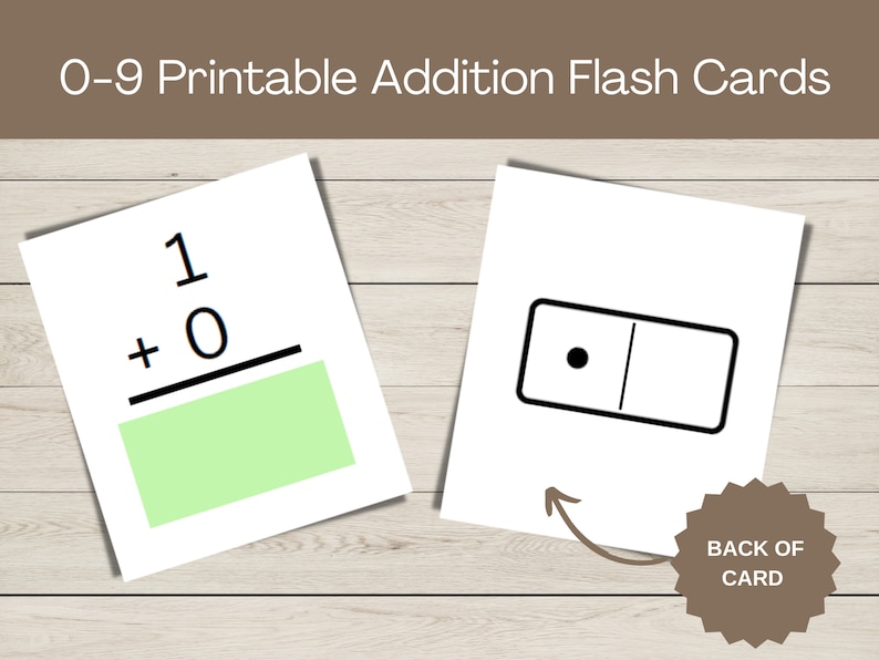 Addition Printable Flash Cards for Early Elementary Math Education ...