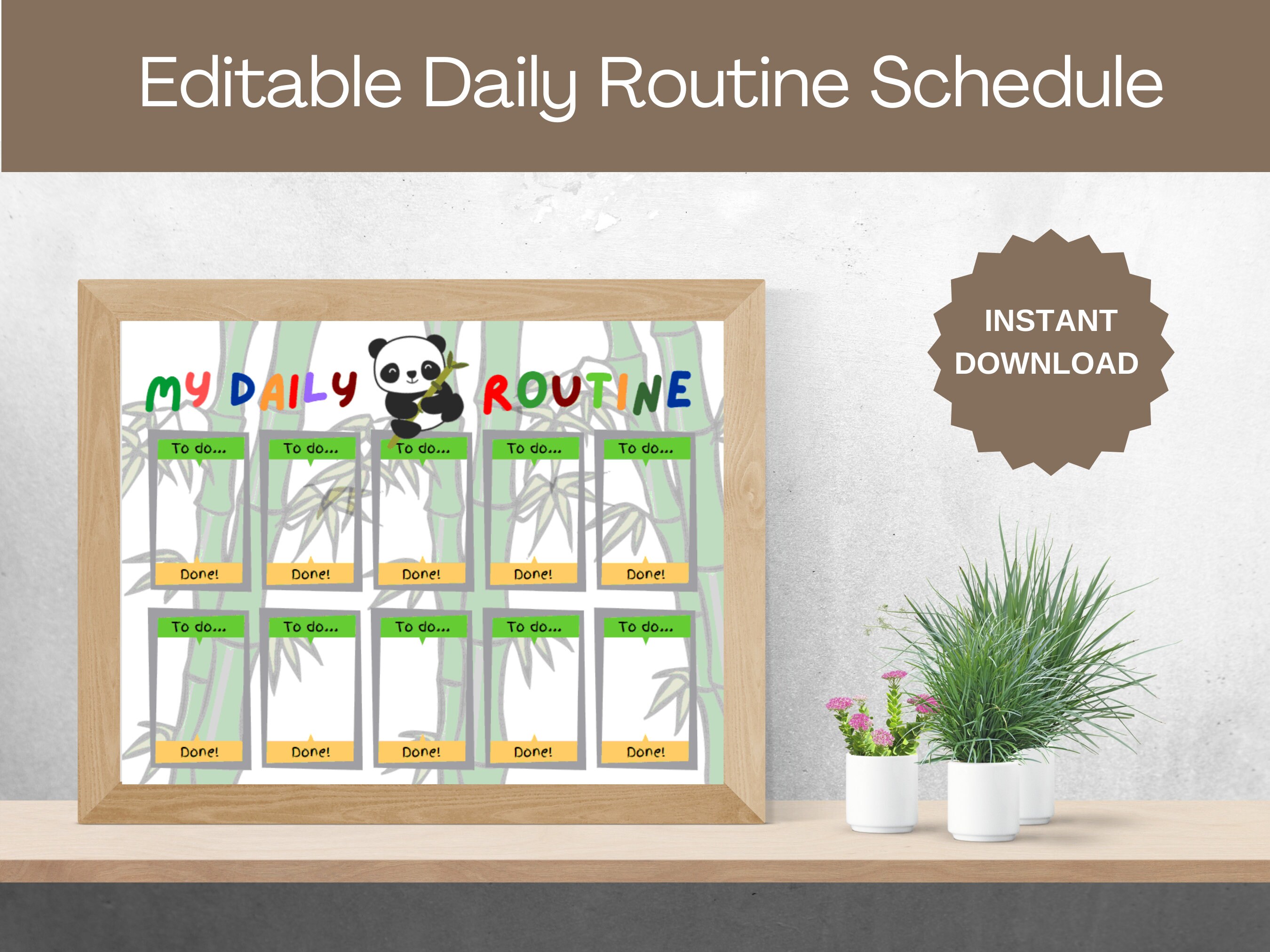 Editable Panda Daily Routine Schedule, Visual Schedule, Toddler ...