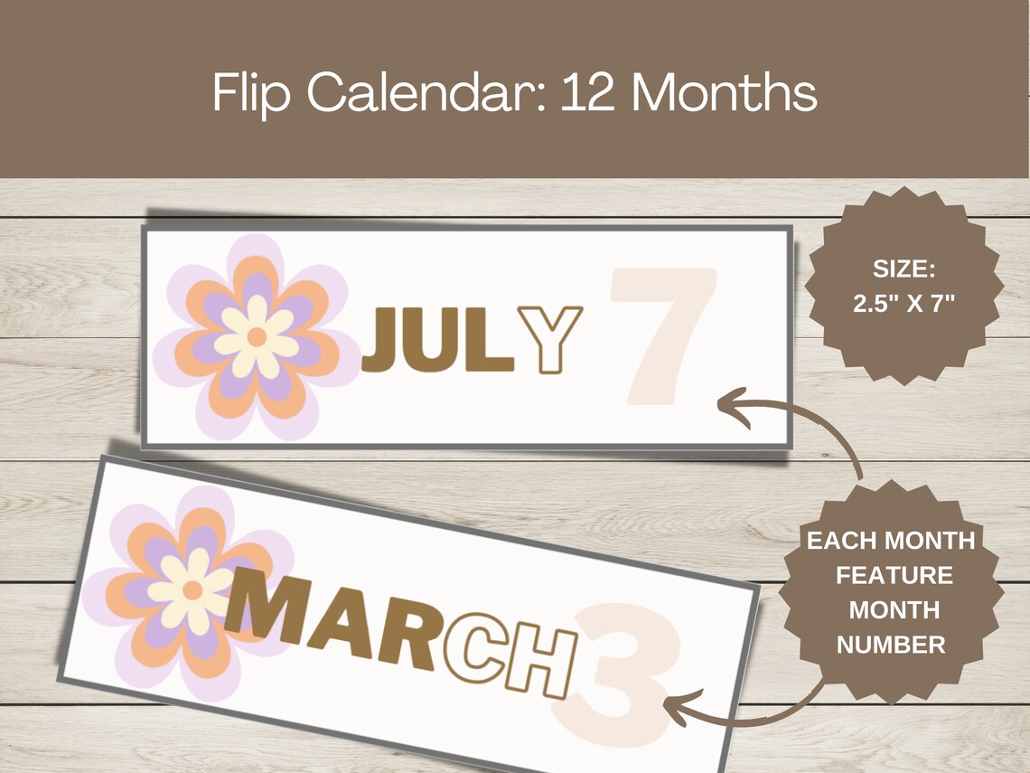 Printable Flip Calendar Printable Hanging Calendar Printable Reusable ...