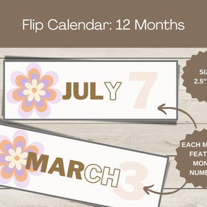 Printable Flip Calendar Printable Hanging Calendar Printable Reusable ...