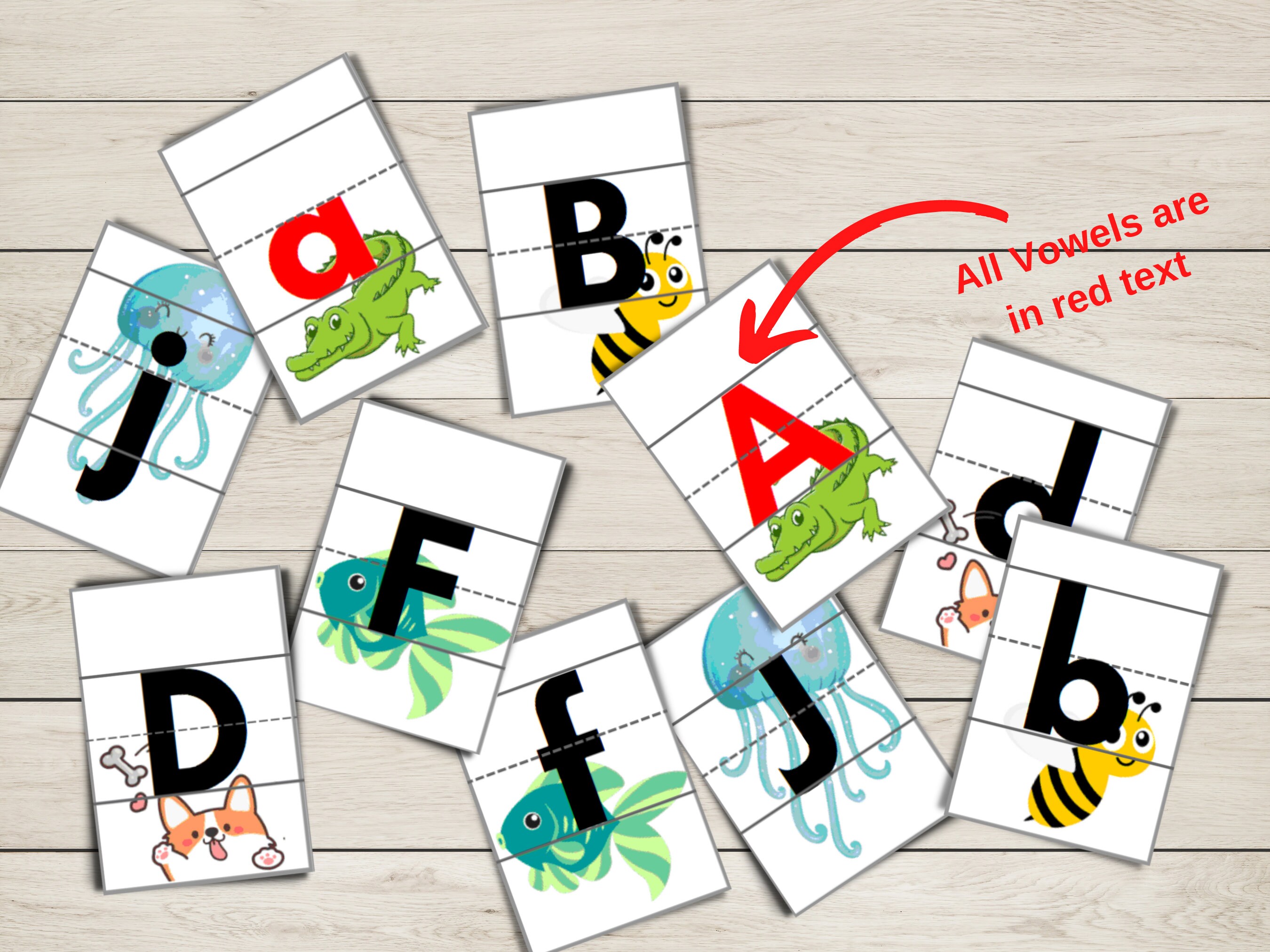 Alphabet Flash Cards Printable ABC Flash Cards Go Fish Card Game Memory ...